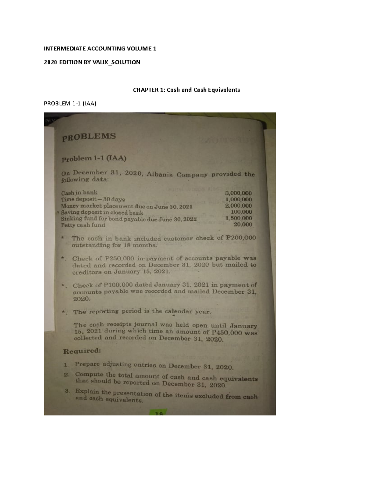 IA Solutions Cash and Cash Equivalents by Valix - INTERMEDIATE ...