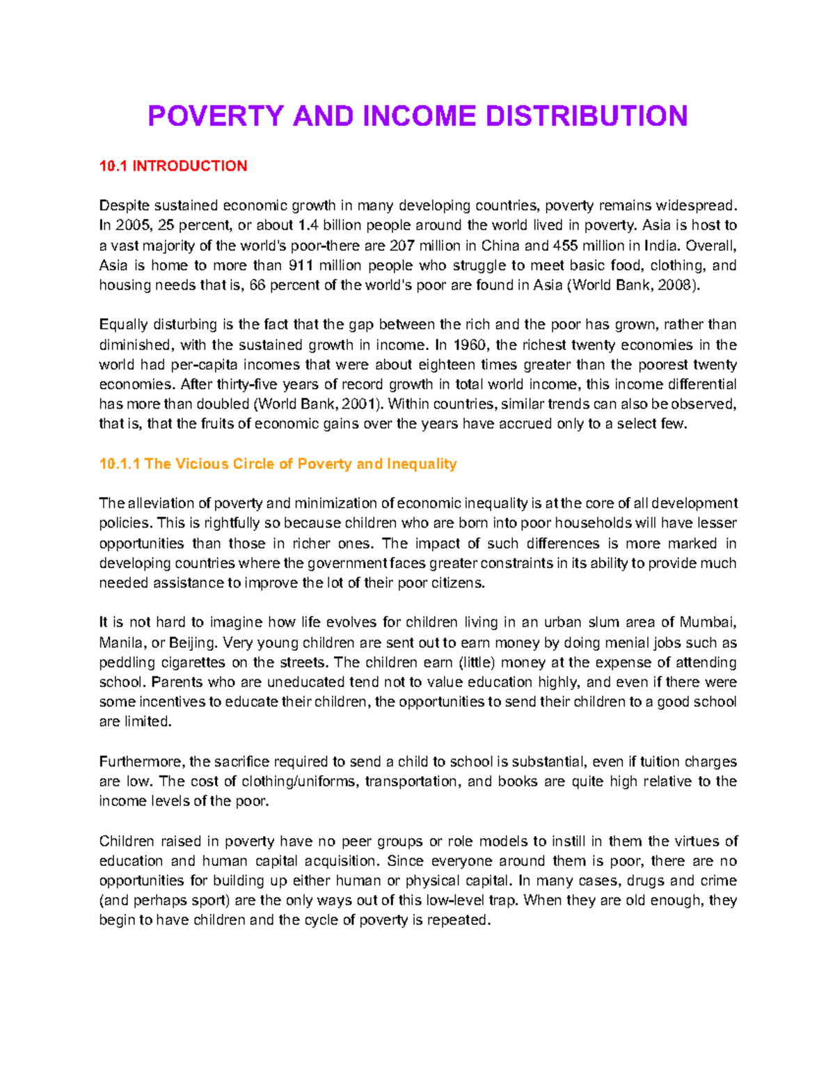 Book - Poverty and Income Distribution - POVERTY AND INCOME ...