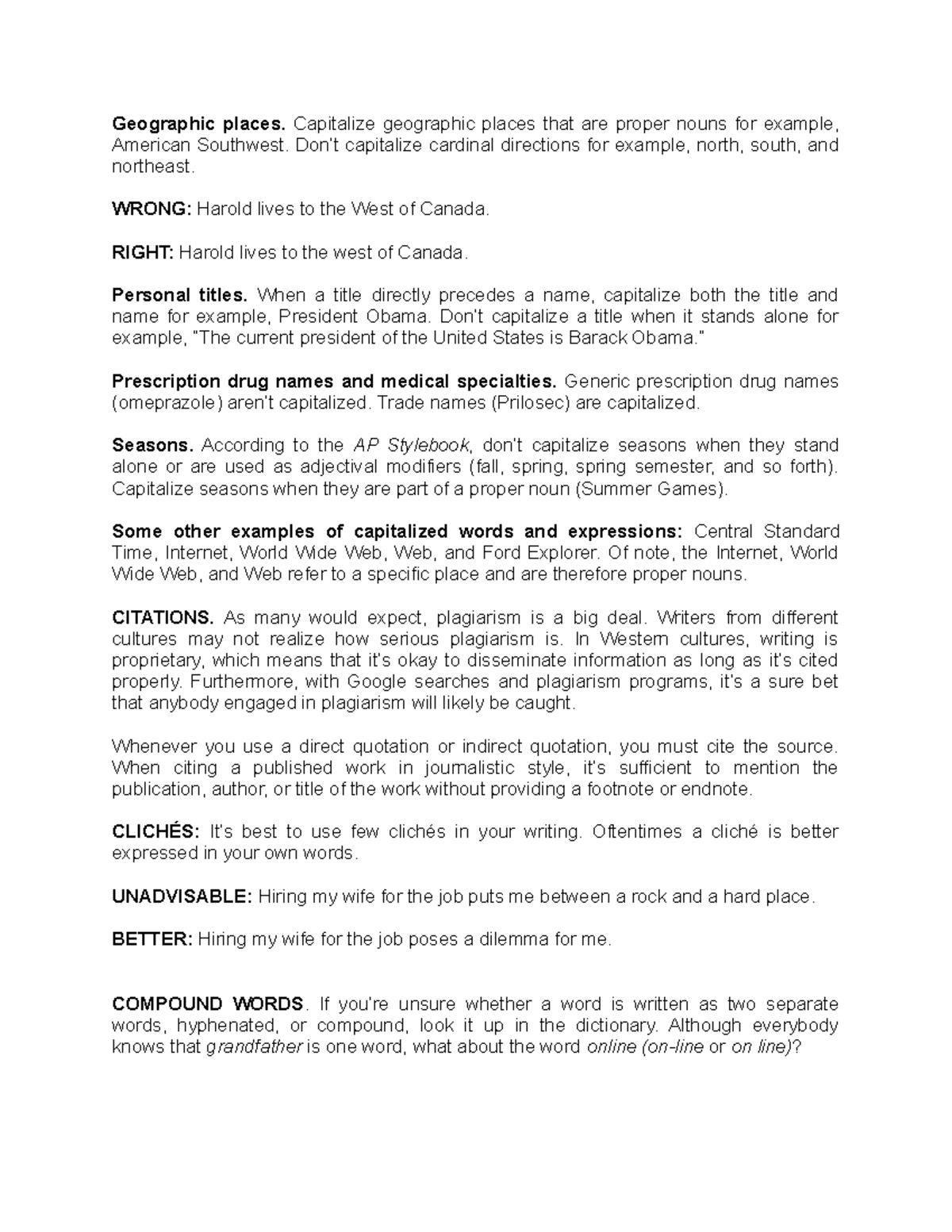 Geographic Places - Capitalize geographic places that are proper nouns ...