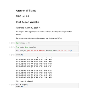 PHYS2… (8) - Jupyter Lab - Azzuren Williams Lab#4: Vectors Prof Alison ...