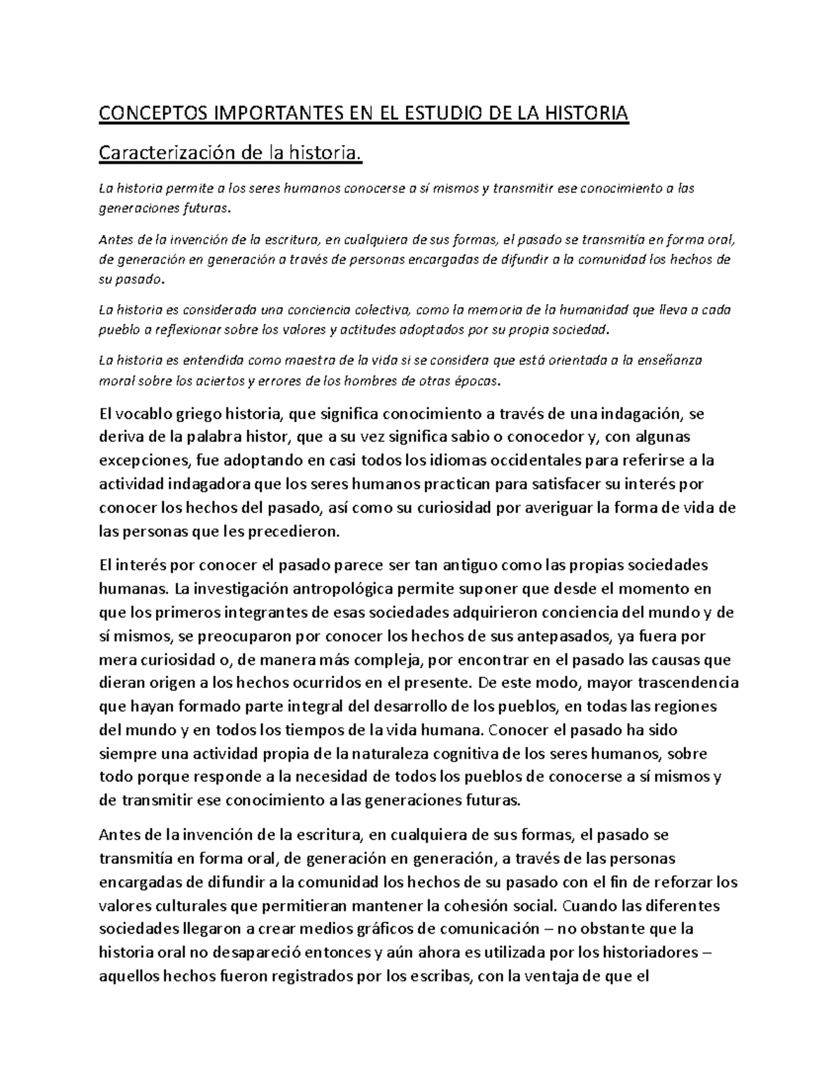 TEMA 1 Unidad 1 Historia DE Honduras. Conceptos Importantes de la ...