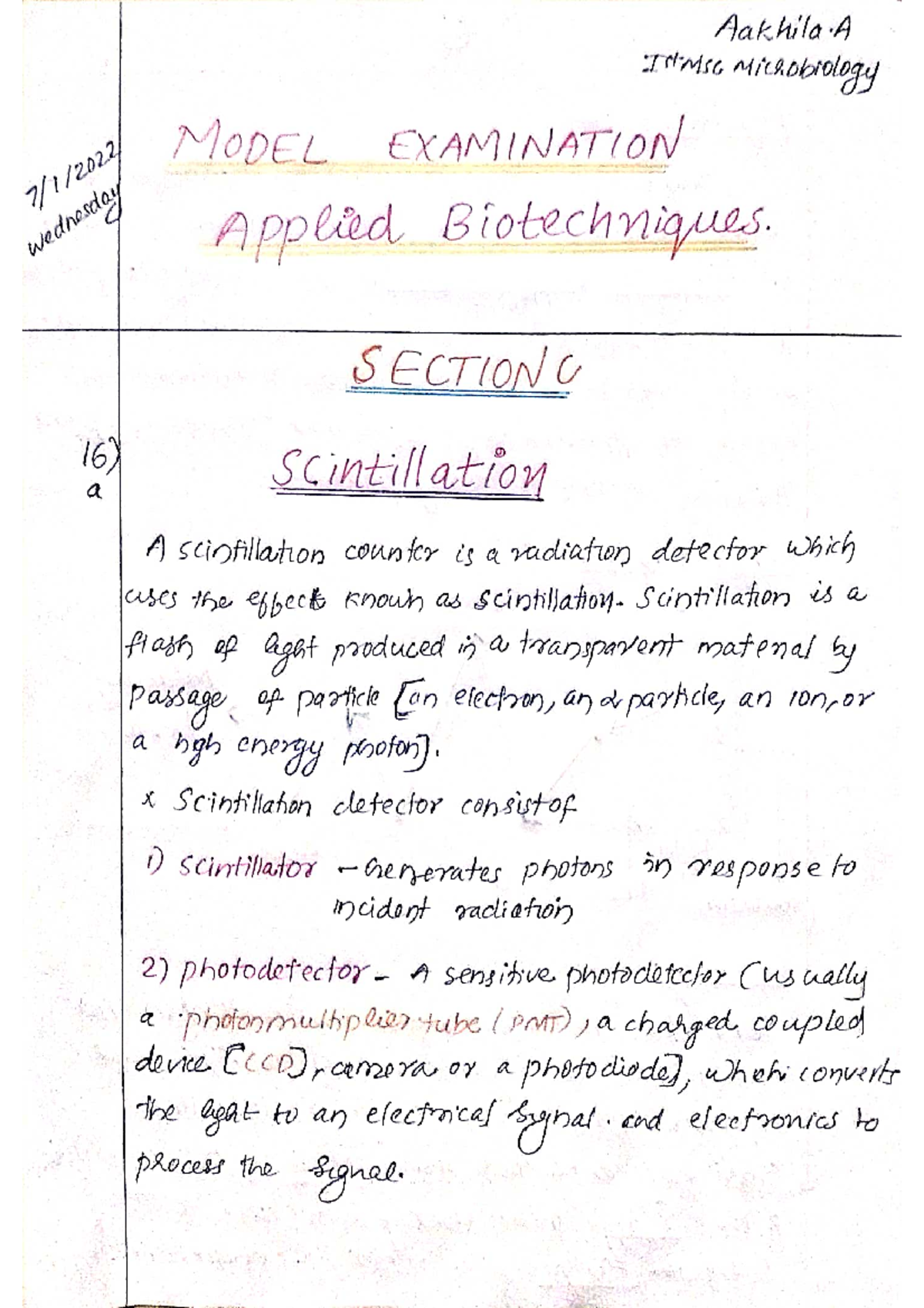 ABT model examination Aakhila - Microbiology - Studocu