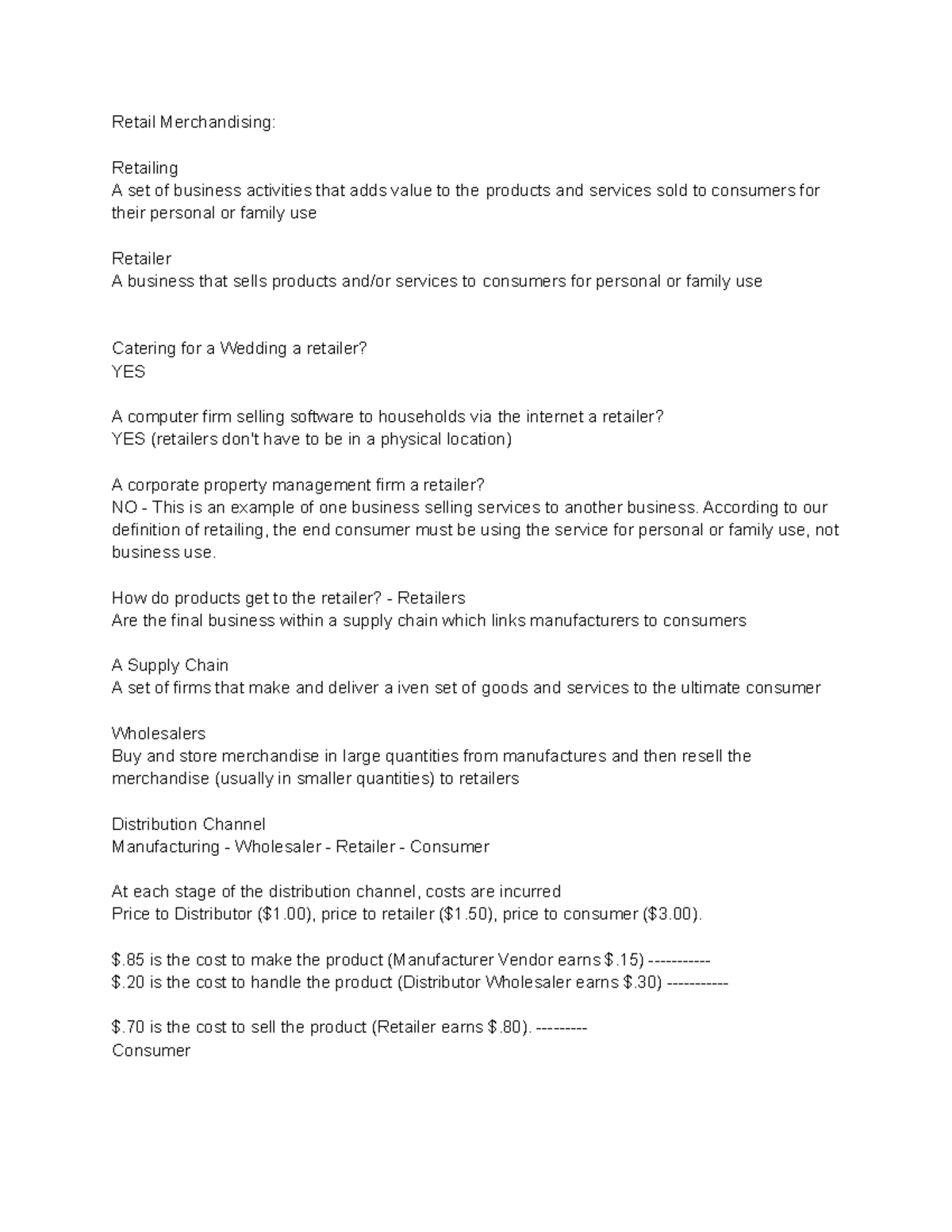 Retail Merchandising chap 1 - Retail Merchandising: Retailing A set of ...