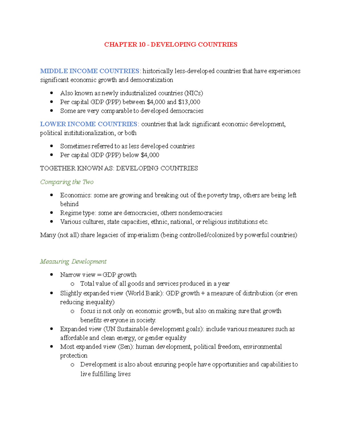 Chapter 10 - Developing Countries - CHAPTER 10 - DEVELOPING COUNTRIES ...