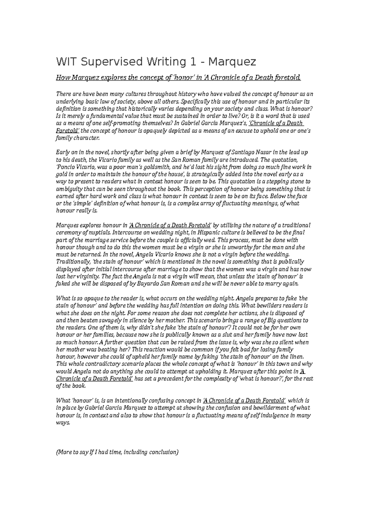 239512554 WIT Supervised Writing IB English - WIT Supervised Writing 1 ...