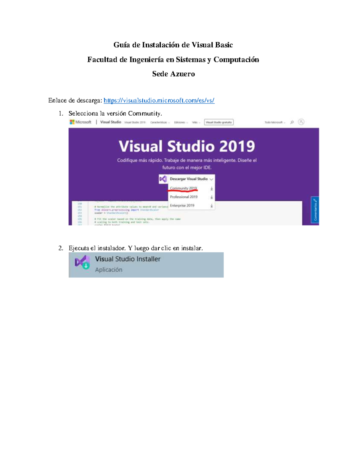 Guía de Instalación de Visual Basic - Guía de Instalación de Visual ...