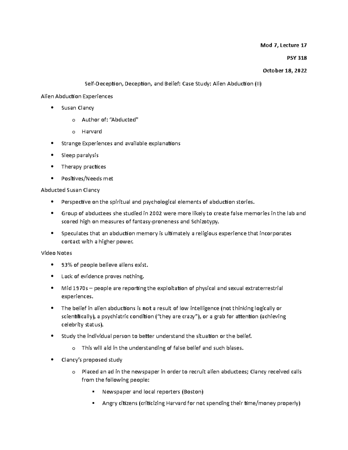Module 7 - Lecture 17 - Mod 7, Lecture 17 PSY 318 October 18, 2022 Self ...