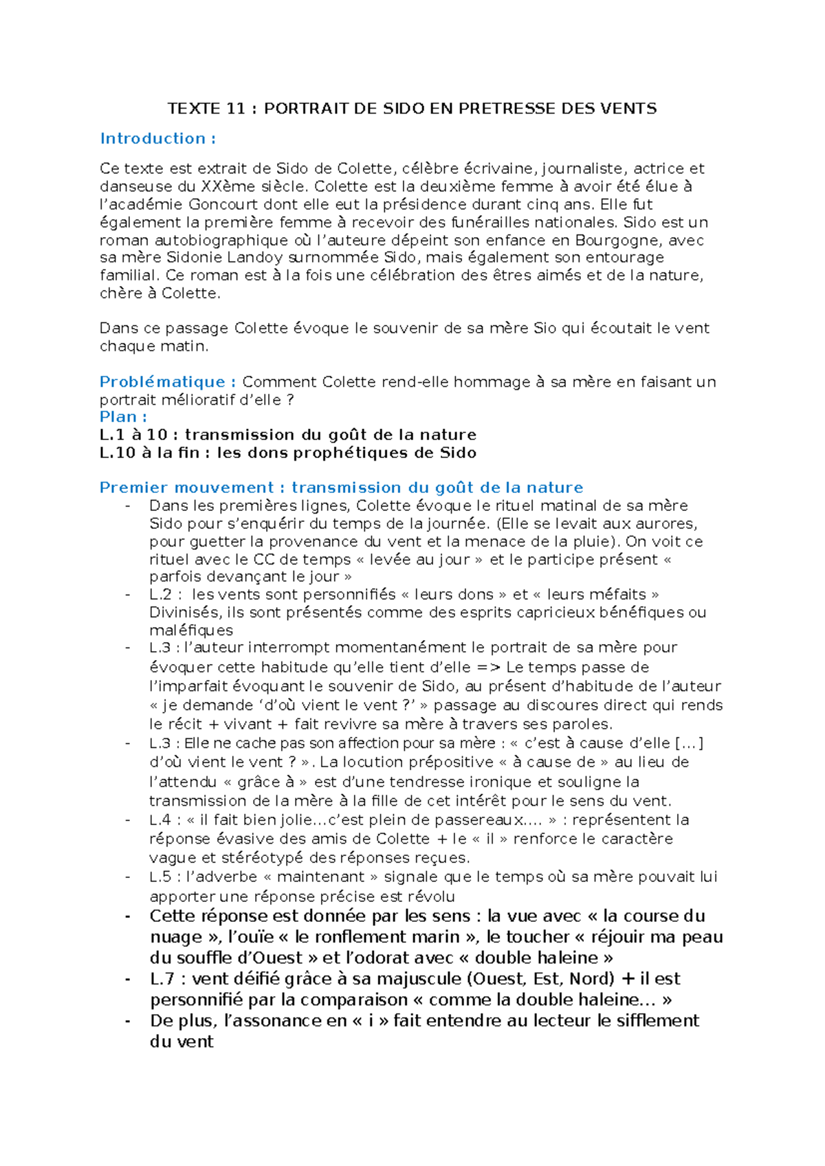 Texte 11 SIDO EN Pretresse DES Vents - TEXTE 11 : PORTRAIT DE SIDO EN ...