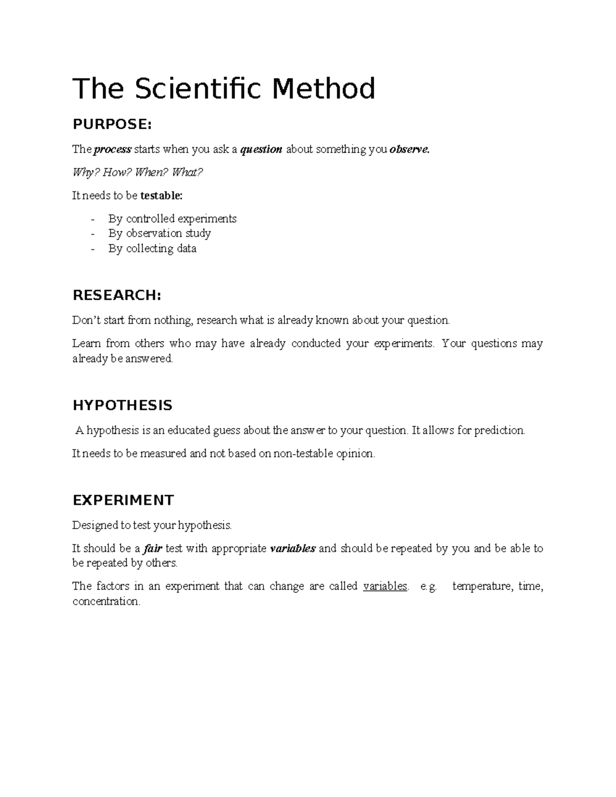 The Scientific Method - The Scientific Method PURPOSE: The process ...