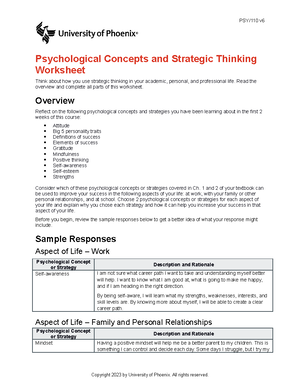 Psy110 v6 wk5 my vision board and reflection worksheet - PSY/110 v My ...