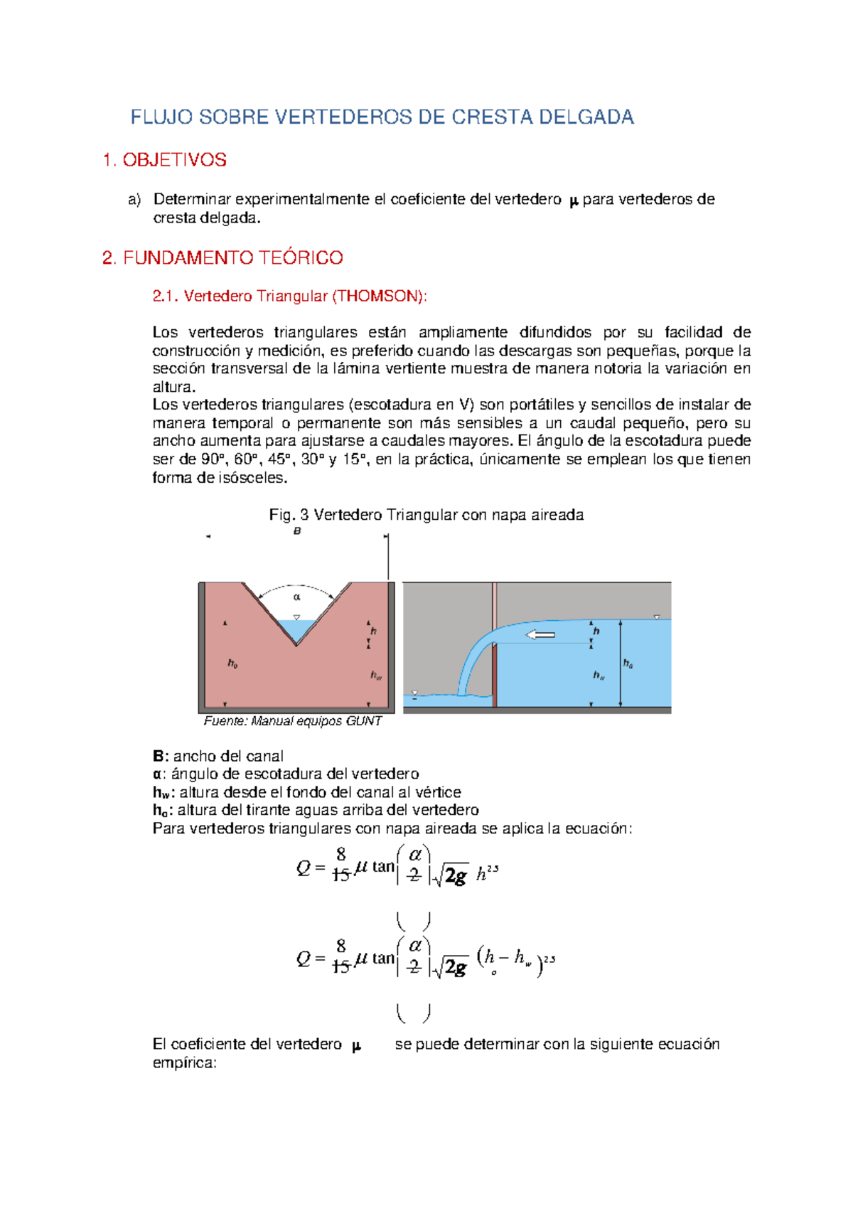 Información: Flujo sobre vertederos de cresta delgada - FLUJO SOBRE VERTEDEROS DE CRESTA - Studocu