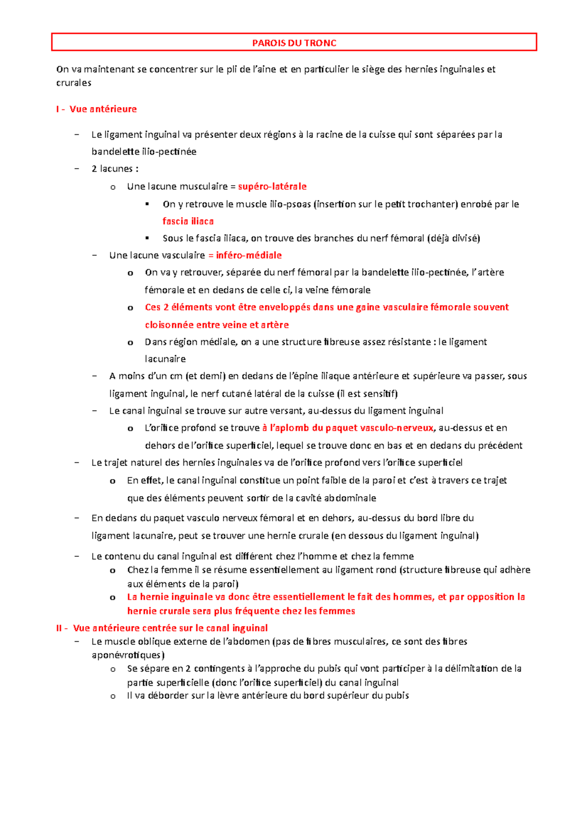 3. 2. Parois du Tronc - Partie 2 - PAROIS DU TRONC On va maintenant se ...