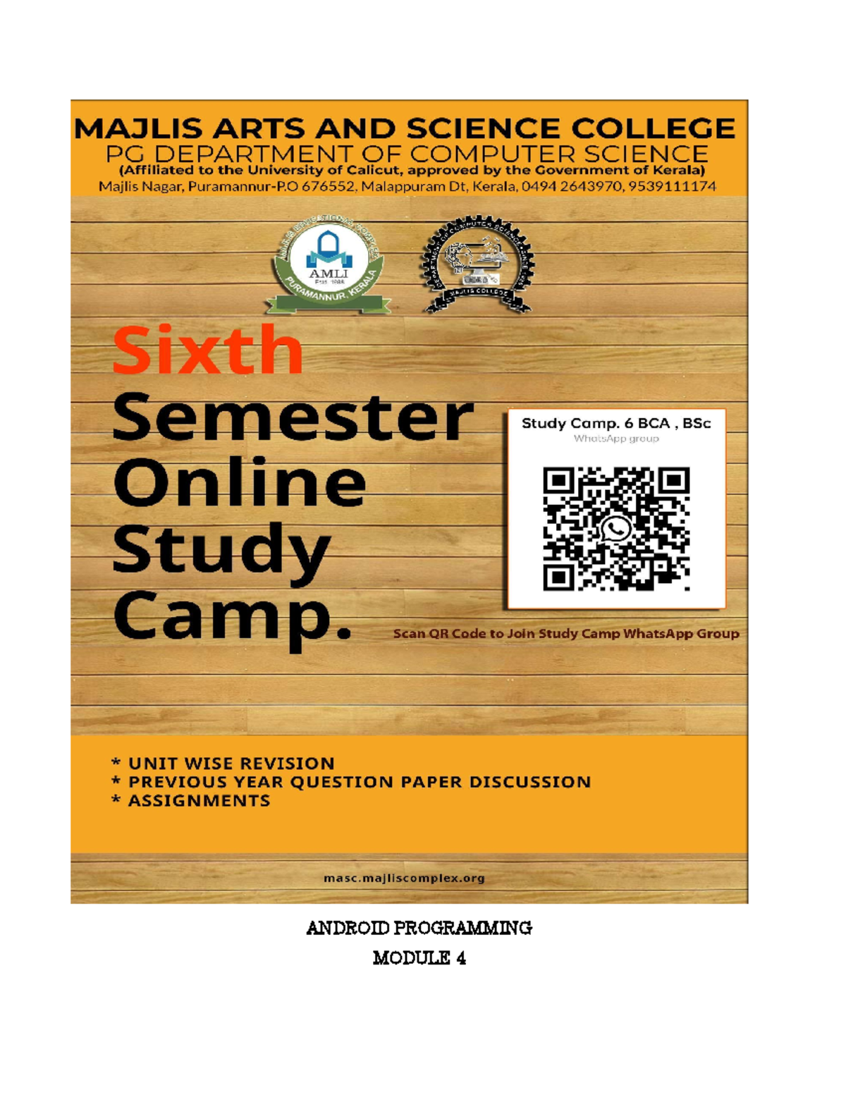 Android M-4 - ANDROID PROGRAMMING MODULE 4 Module 4 SYLLABUS Android menus - creating menus ...