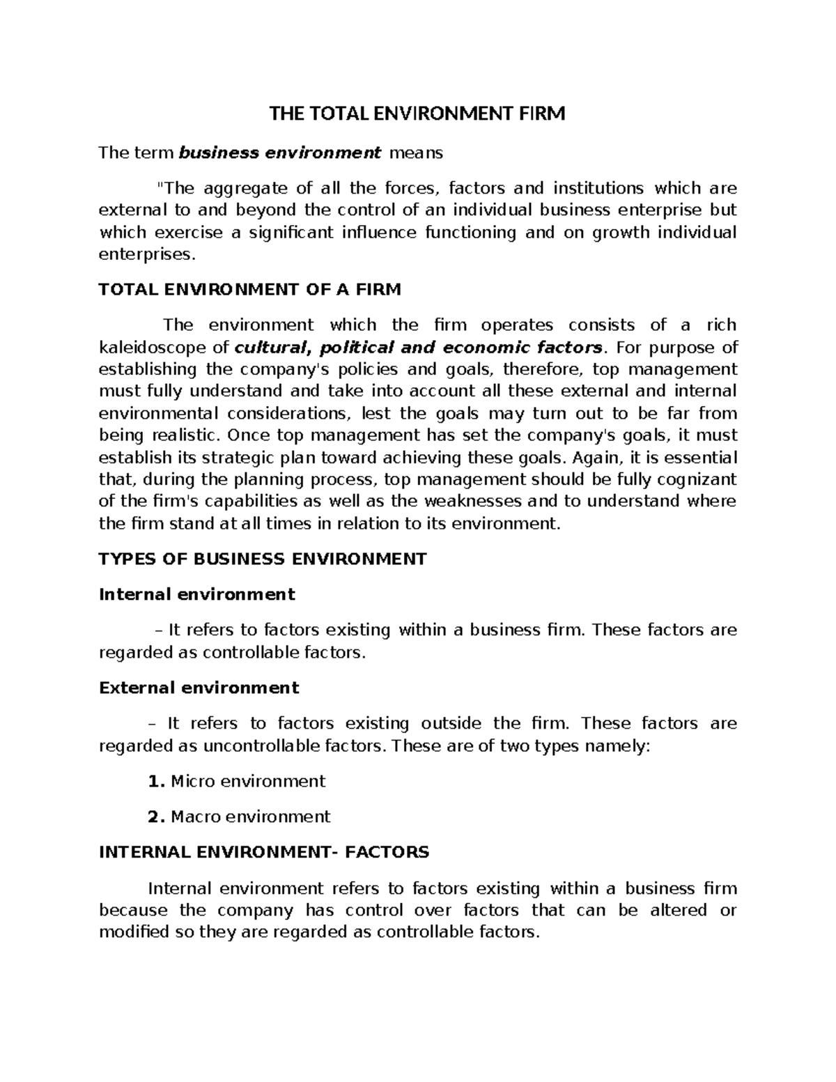 THE Total Environment FIRM - THE TOTAL ENVIRONMENT FIRM The term ...