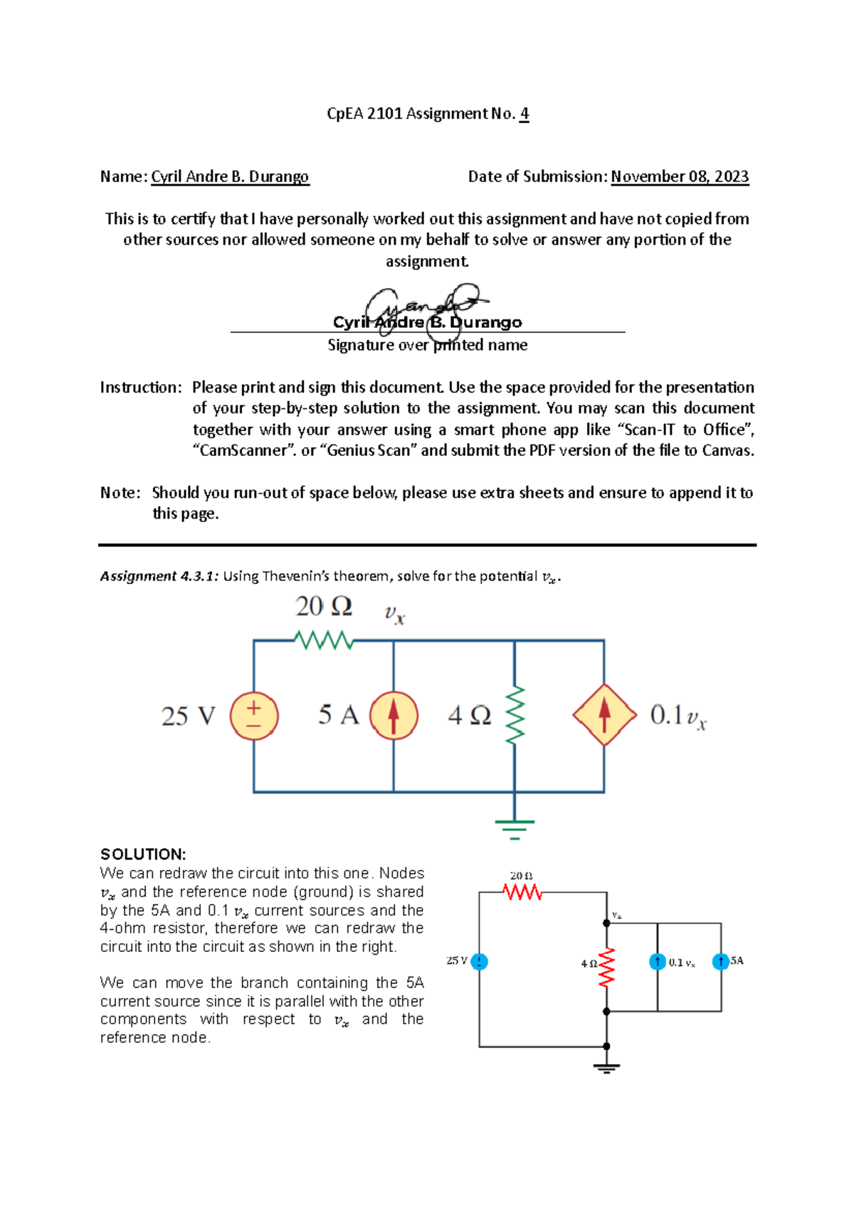 unit assignment 4 - CpEA 2101 Assignment No. 4 Name: Cyril Andre B ...
