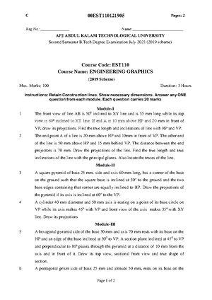 Engineering Graphics (Projection of points) - Engineering Graphics & Design Lab - Studocu