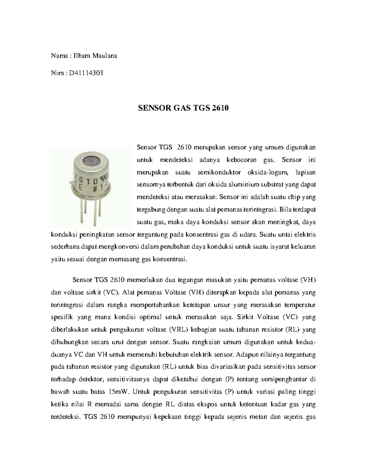 Penelitian pembahasan modul fisika dasar mengenai sensor gas - Nama ...