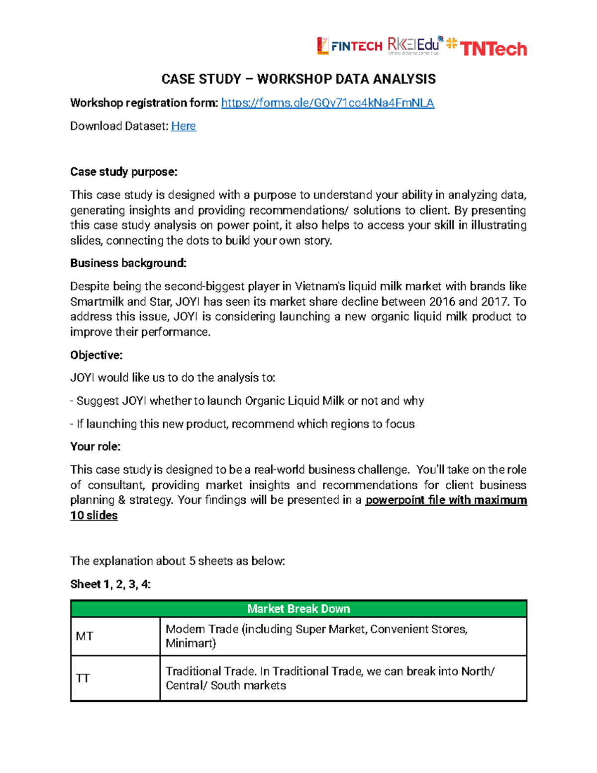 Workshop Case Study - CASE STUDY – WORKSHOP DATA ANALYSIS Workshop registration form: - Studocu