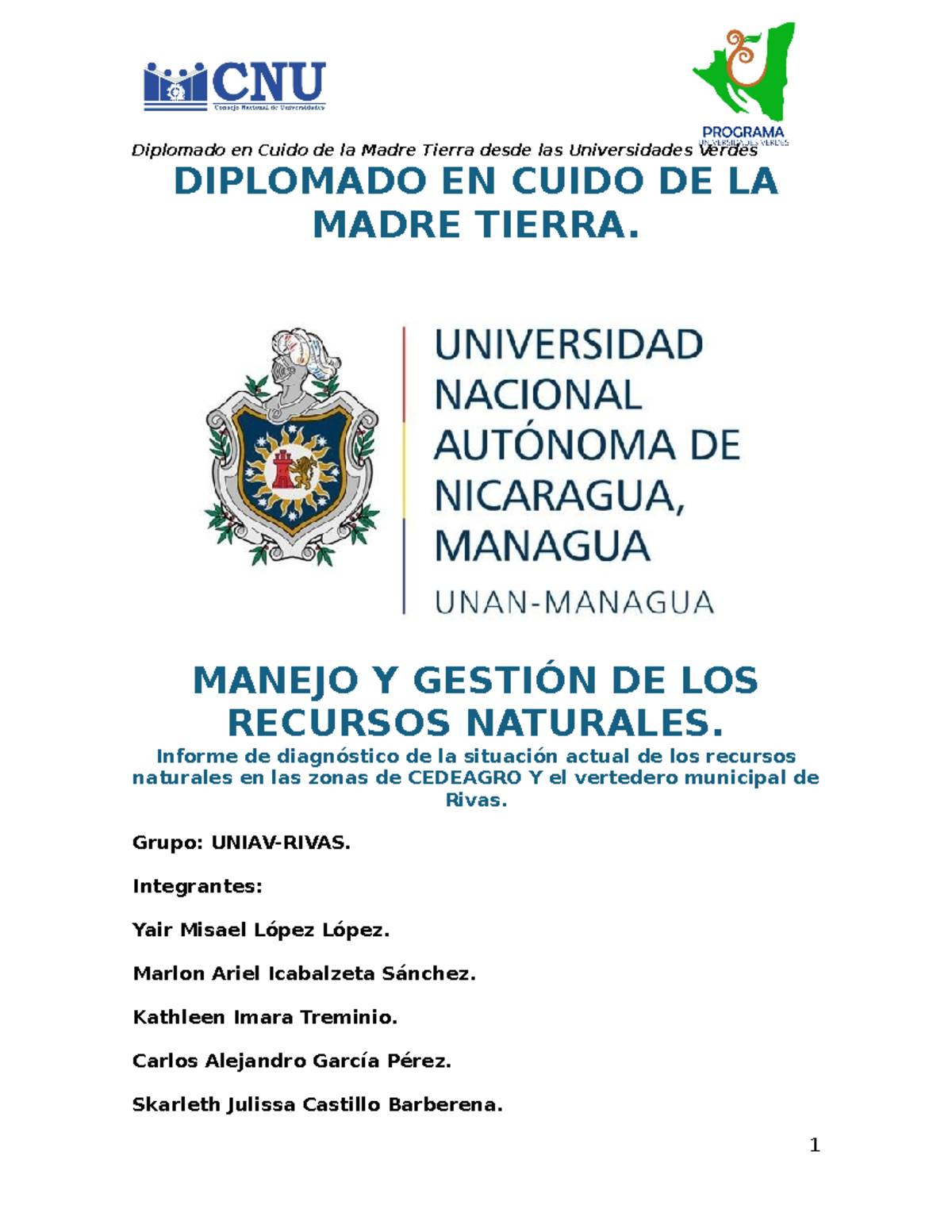 Grupo Uniav- Informe Diagnóstico - DIPLOMADO EN CUIDO DE LA MADRE ...