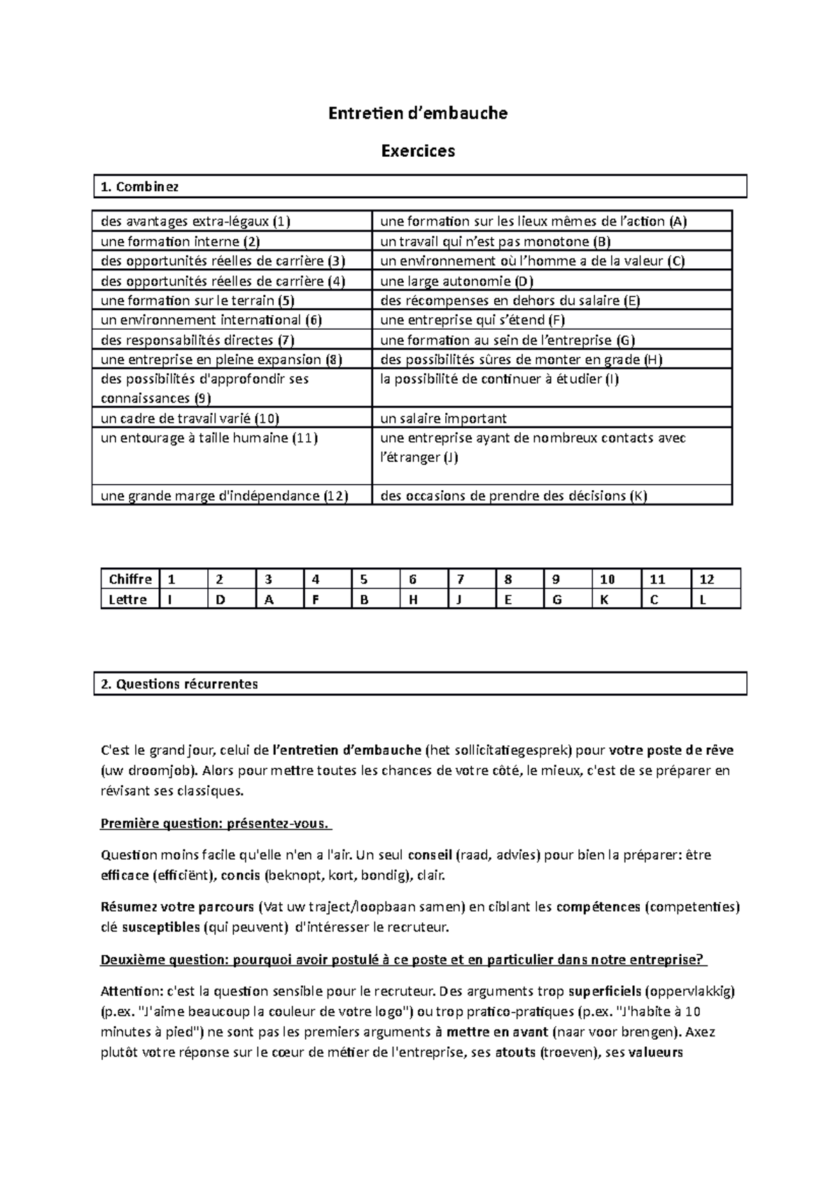 Entretien d'embauche exercices version étudiant - Entretien d’embauche ...