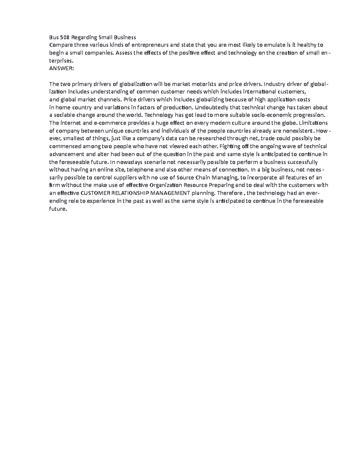 Bus 508 Growth of Small Business (2)1 - Bus 508 Regarding Small ...