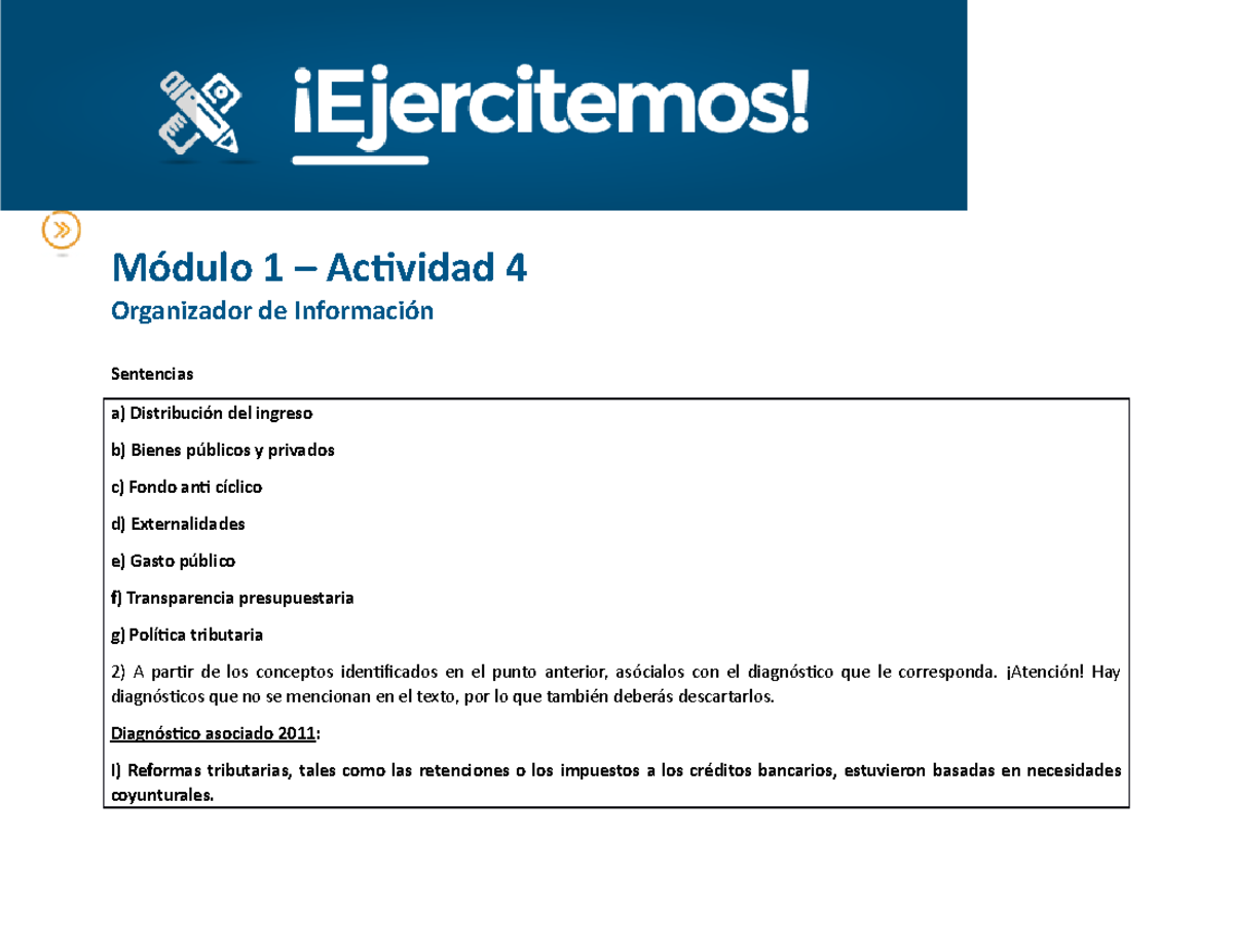 API Finanzas 1 - Módulo 1 – Actividad 4 Organizador de Información ...