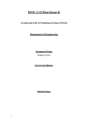 Cepci Plant Cost Index from 1992 to 2019 - Chemical Engineering - Studocu