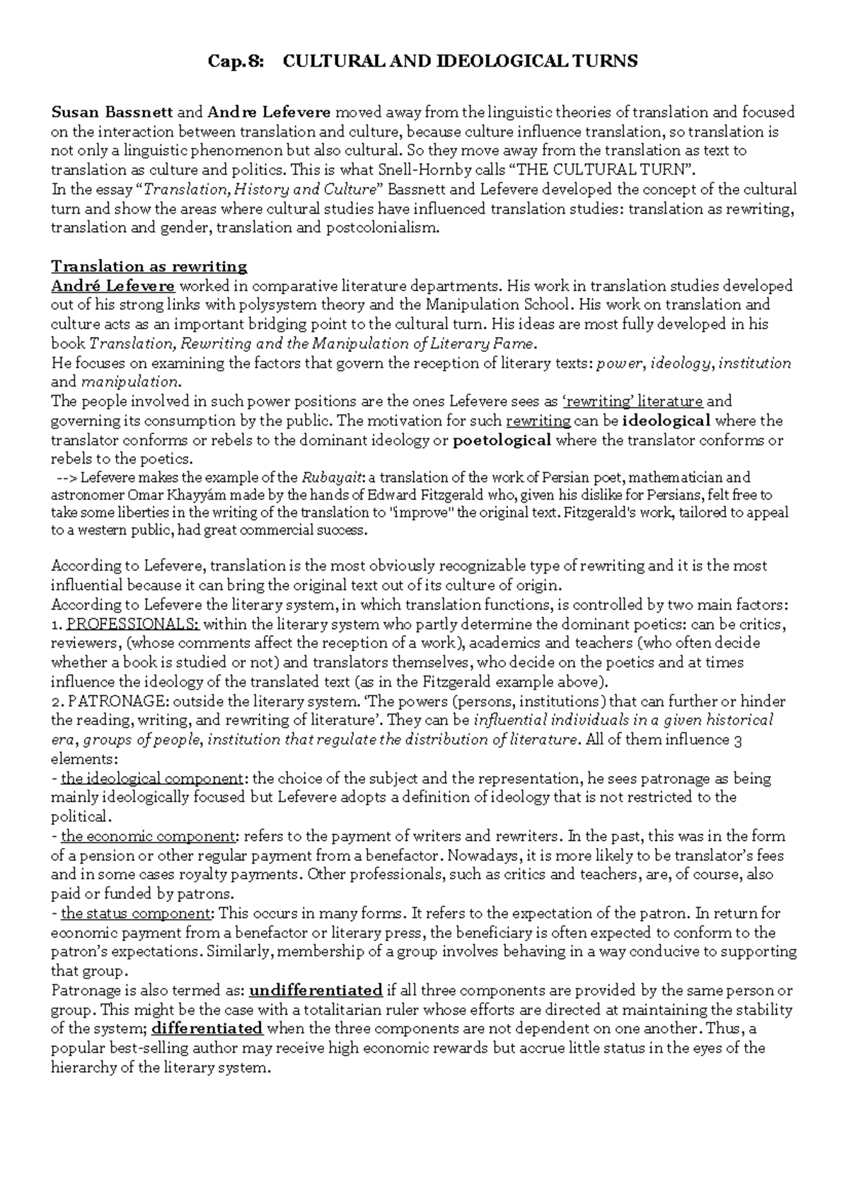 Cap 8 Munday - Riassunti esame katan - Cap: CULTURAL AND IDEOLOGICAL ...