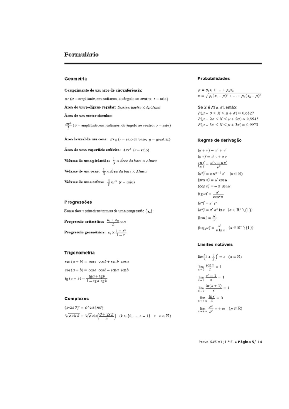 Formulario mat a - Matemática I - Studocu
