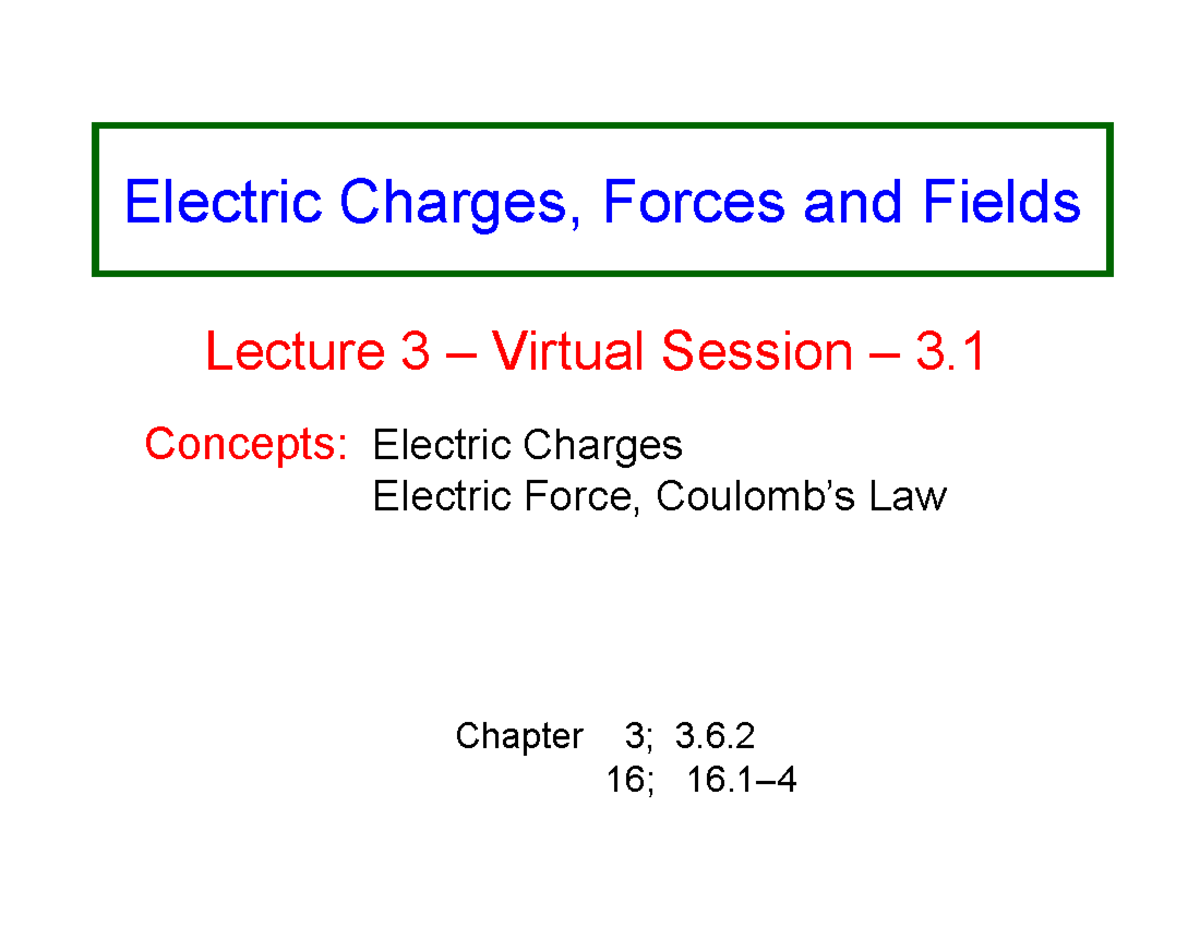 3. EFF - Electric Charges, Forces and Fields Concepts: Electric Charges ...