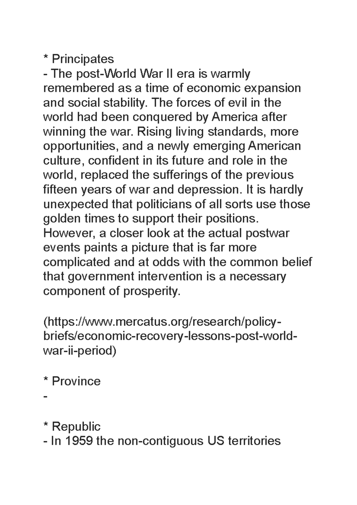 Post War North America - A reference for your activity - Principates ...