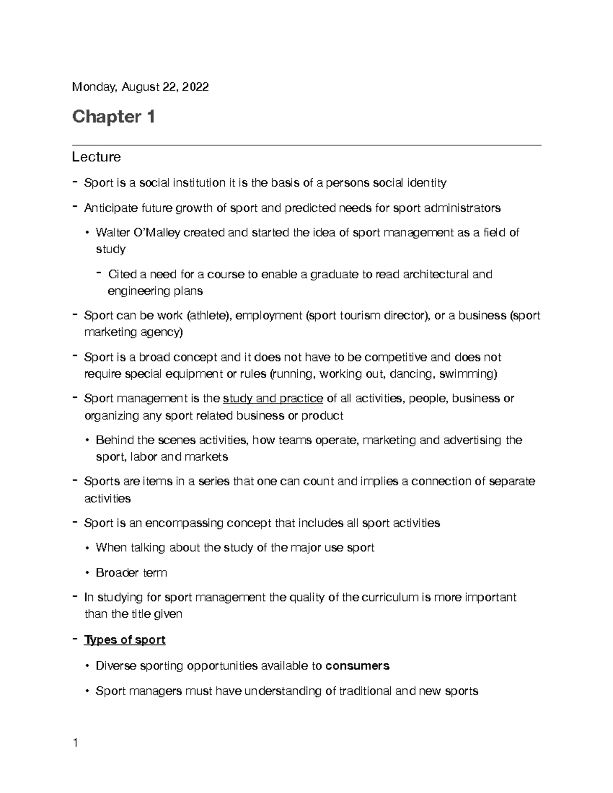 review for exam 1 notes - Monday, August 22, 2022 Chapter 1 Lecture ...