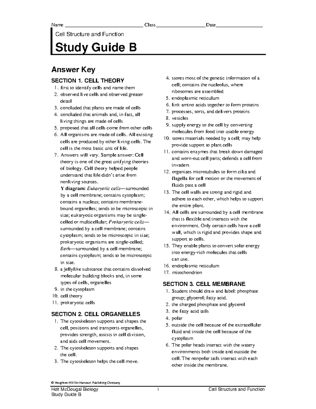 Study Guide Chapter 3 - © Houghton Mifflin Harcourt Publishing Company ...