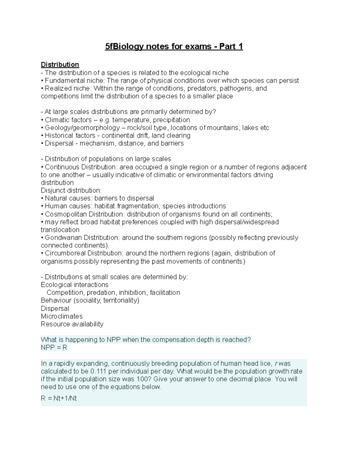Biology notes for exams - Part 1 - temperature, precipitation Geology ...