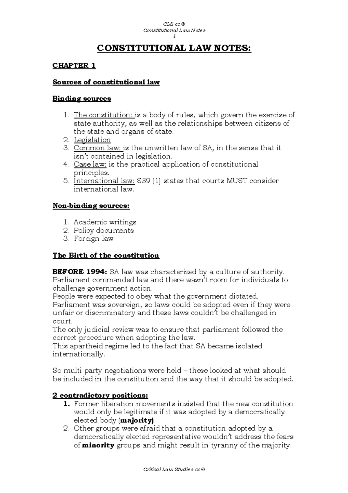 Constitutional- Notes- Final - Constitutional Law Notes 1 ...