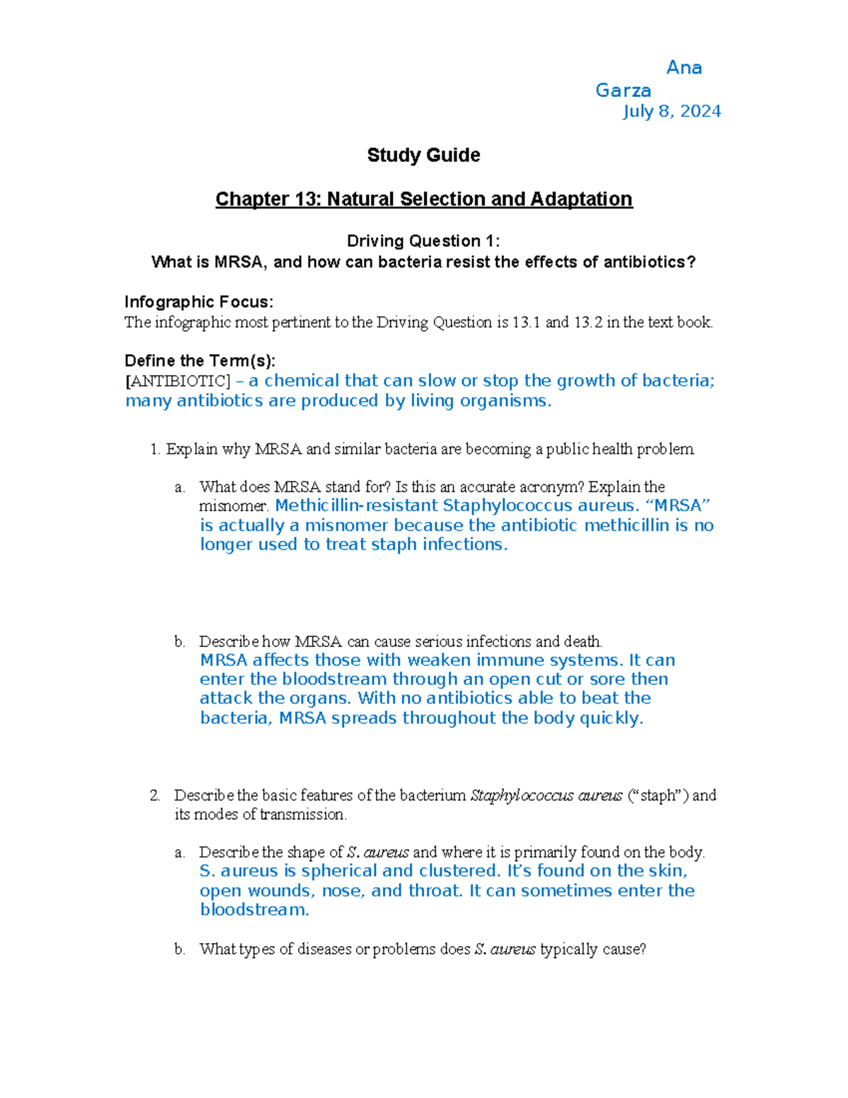 Chpt 13 Study Guide - Ana Garza July 8, 2024 Study Guide Chapter 13 ...