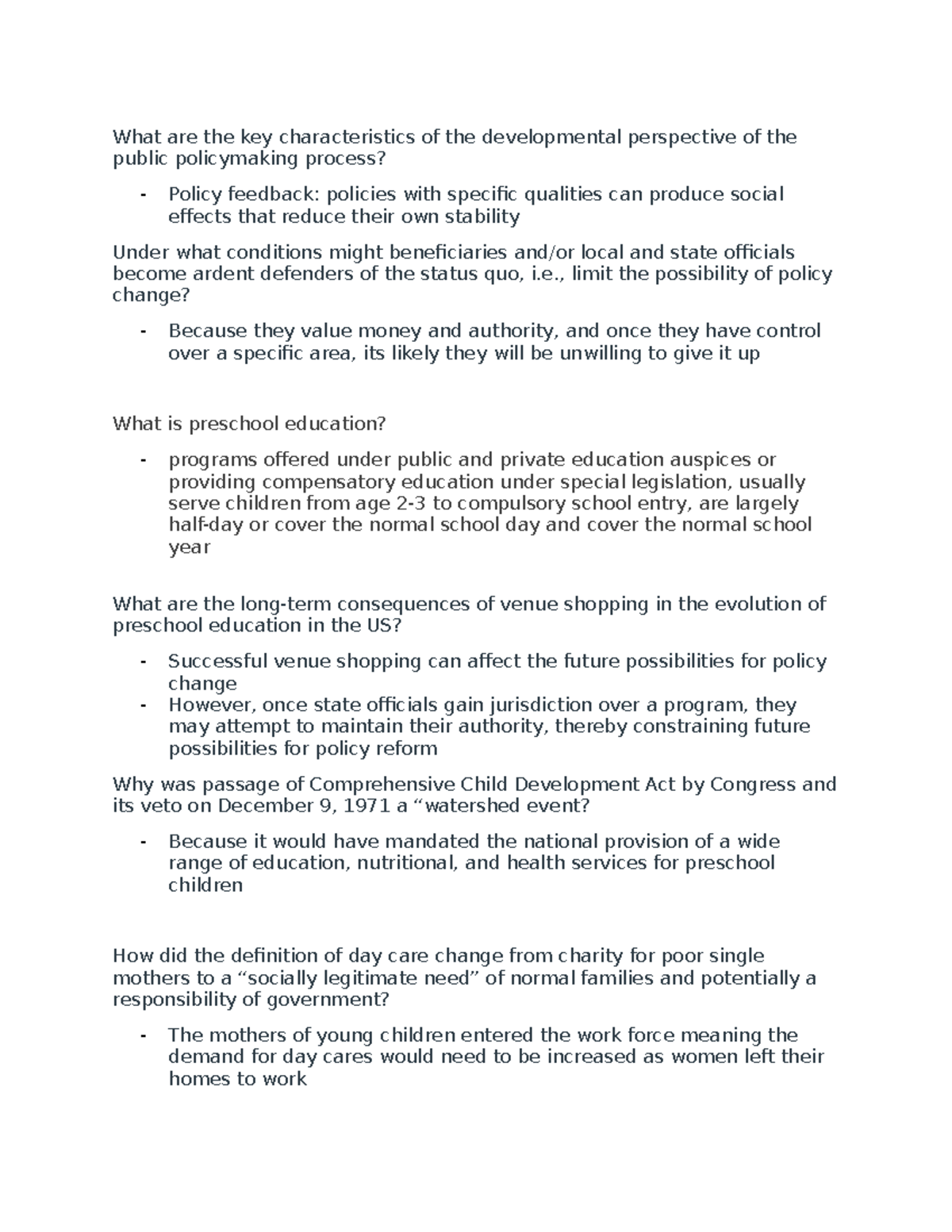 Srudy guide 9 - Study Questions - What are the key characteristics of ...