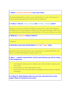 2 - PLTW notes assignments - Step 2: In the pwalgorithms module, how ...