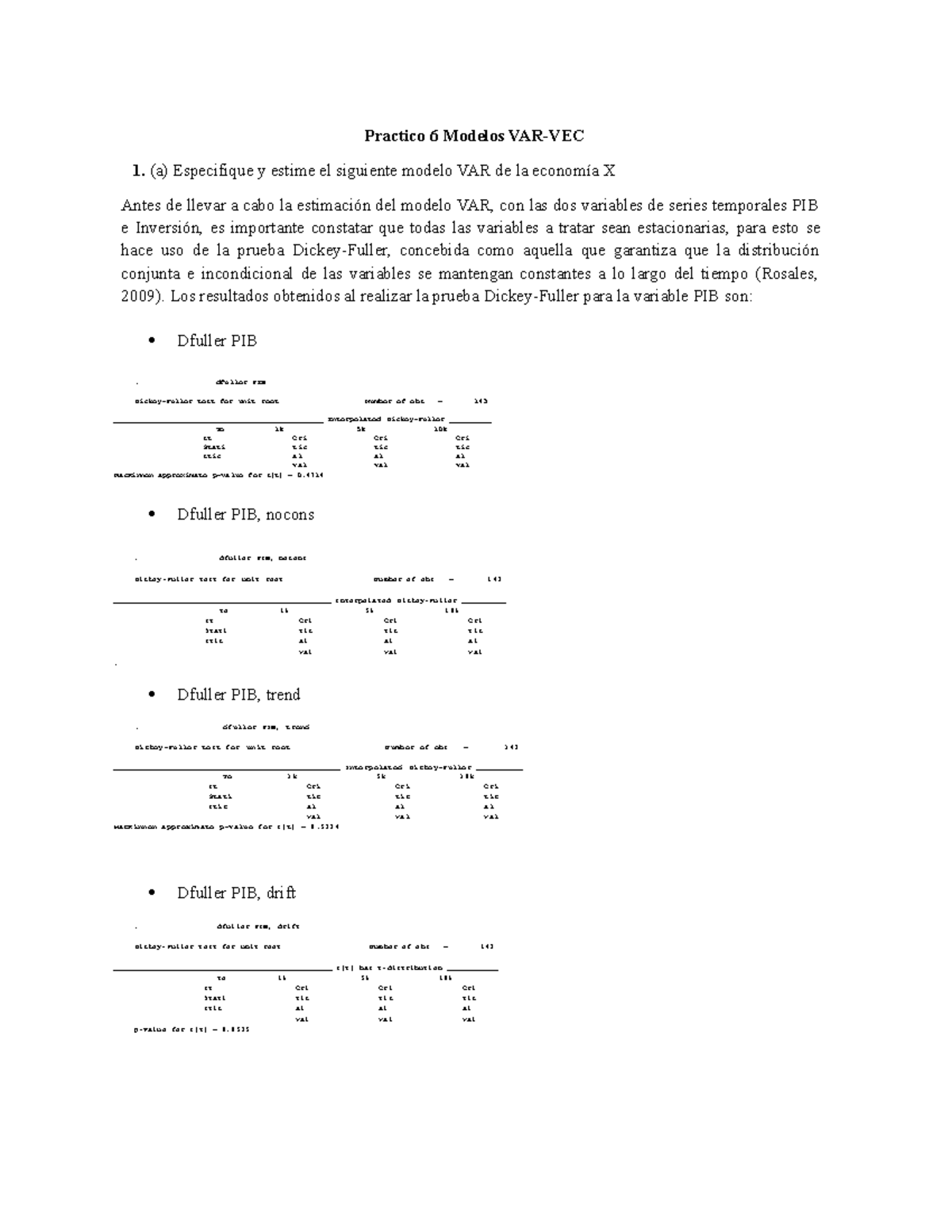Modelos VAR & VEC - Se realiza la estimación de un modelo VAR para dos ...