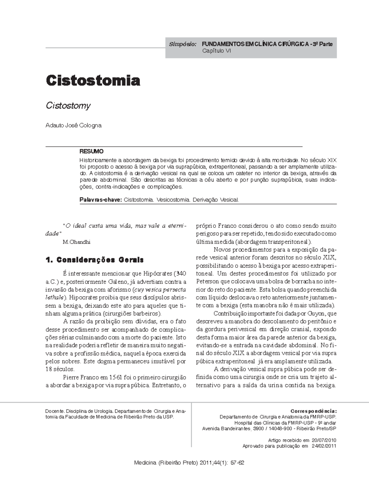 Simp6 cistotomia - Medicina (Ribeirão Preto) 2011;44(1): 57 ...