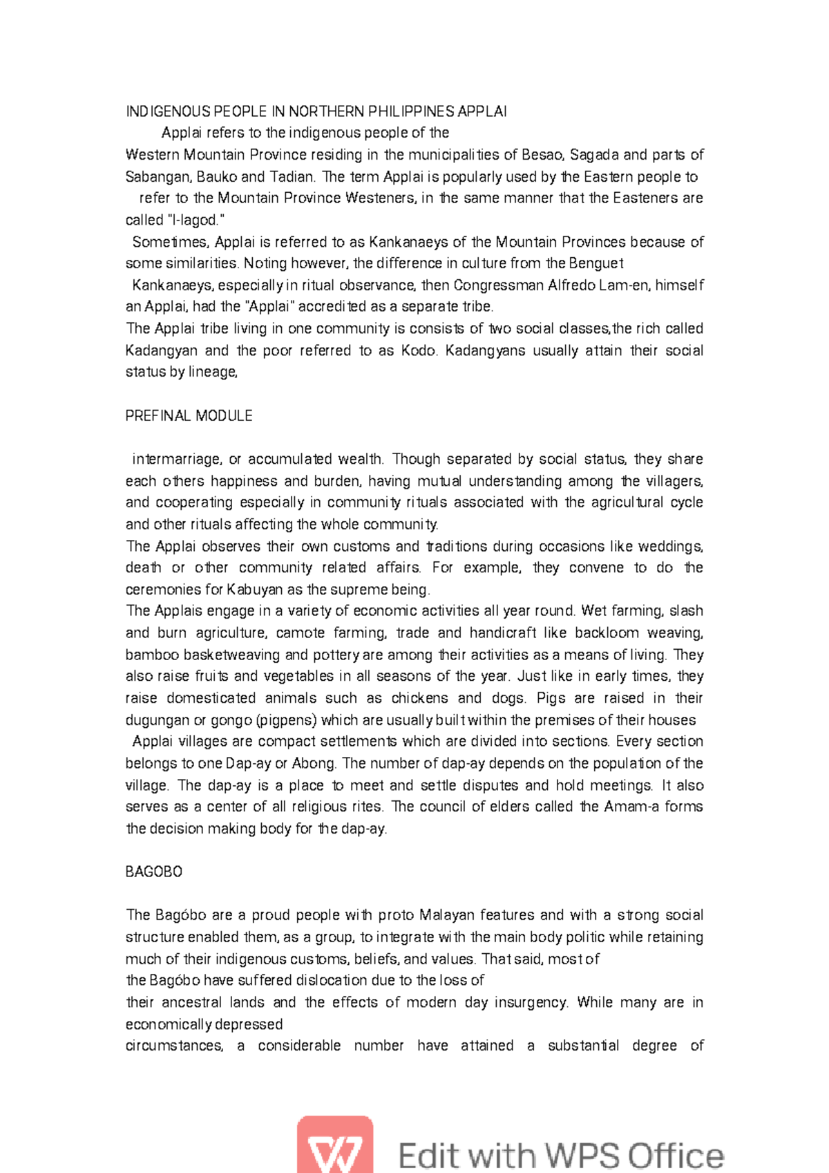 Indigenous PEOP - INDIGENOUS PEOPLE IN NORTHERN PHILIPPINES APPLAI ...