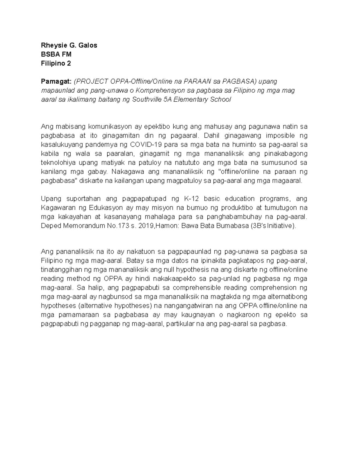Fil-2 - Najjkkkkk - Rheysie G. Galos BSBA FM Filipino 2 Pamagat ...