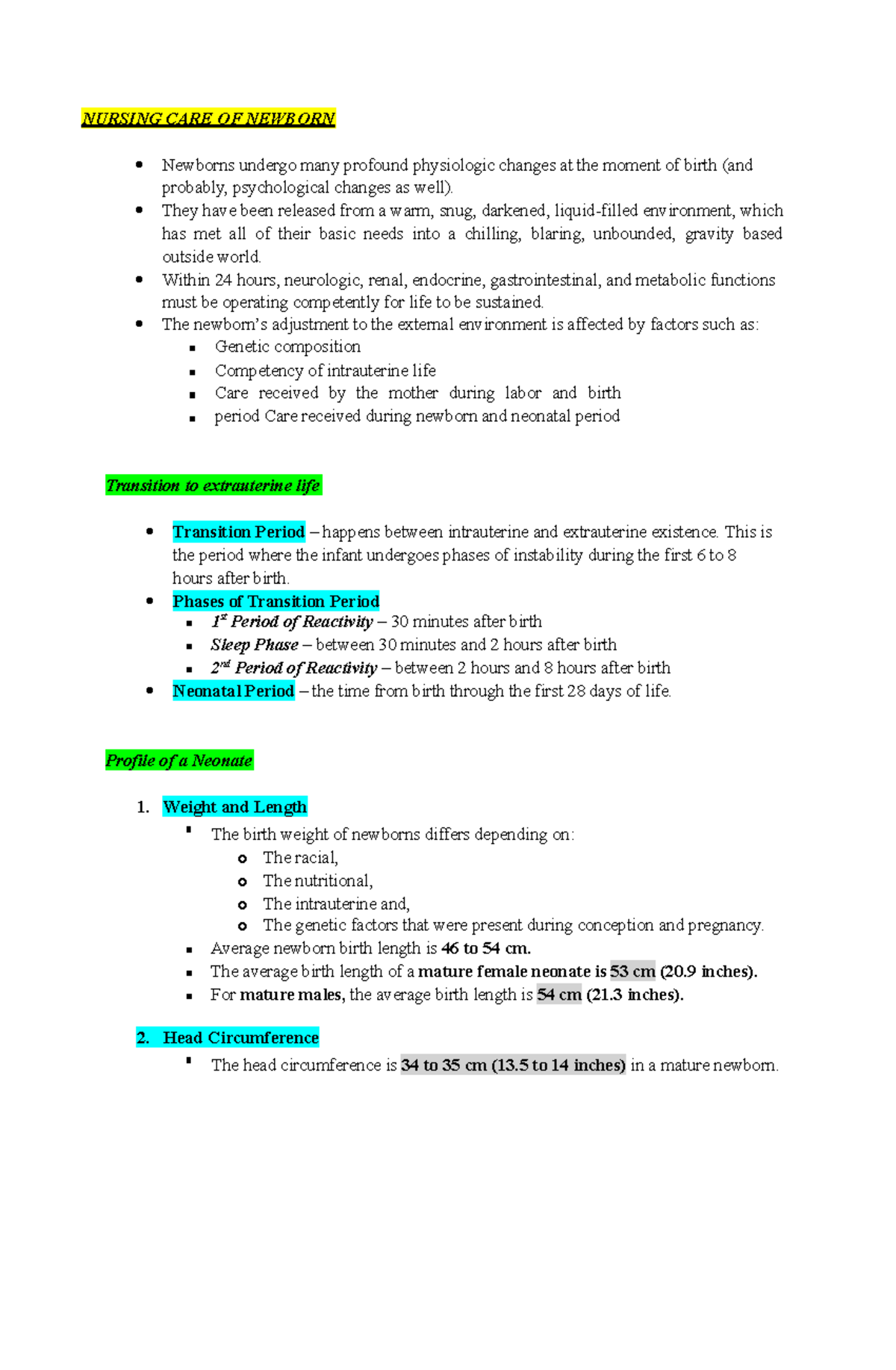 Pediatrics - Nursing Care of a Newborn Baby - NURSING CARE OF NEWBORN ...