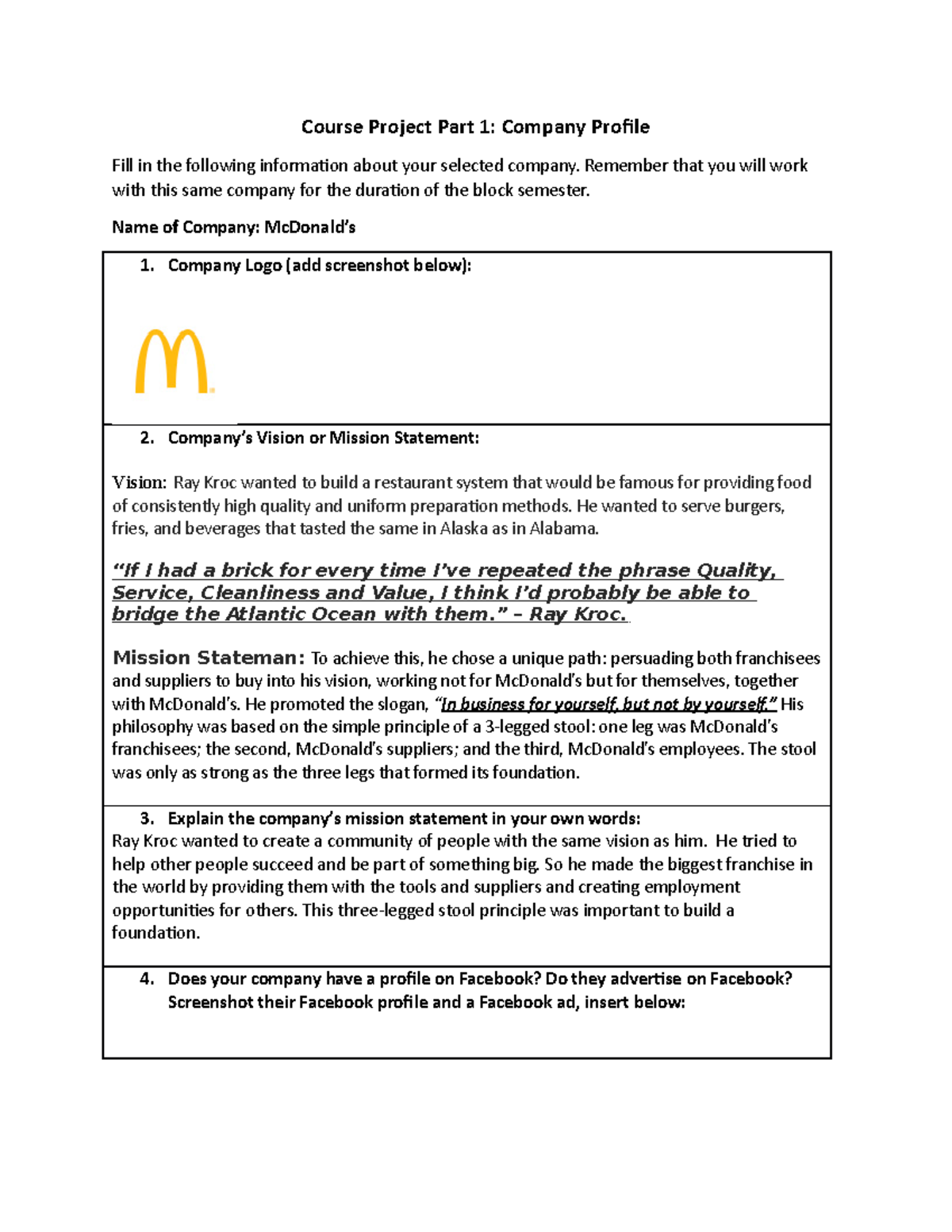 C8 - notes - Course Project Part 1: Company Profile Fill in the ...