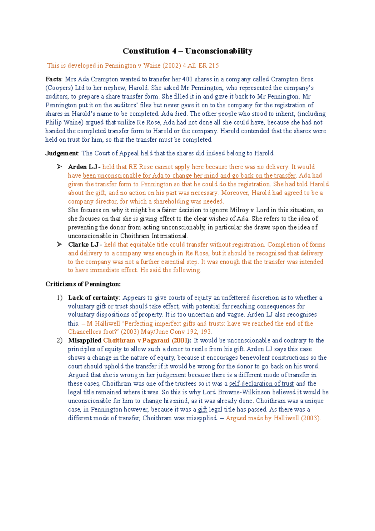 Constitution 4 - unconscionability - Constitution 4 – Unconscionability ...