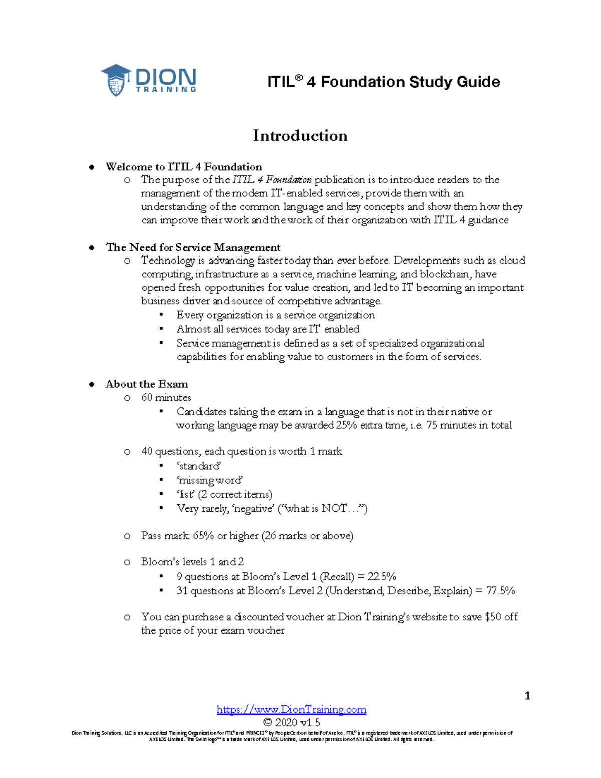 ITIL 4 Foundation Study Guide v1 5 - ITIL 4 Foundation Study Guide 1 ...