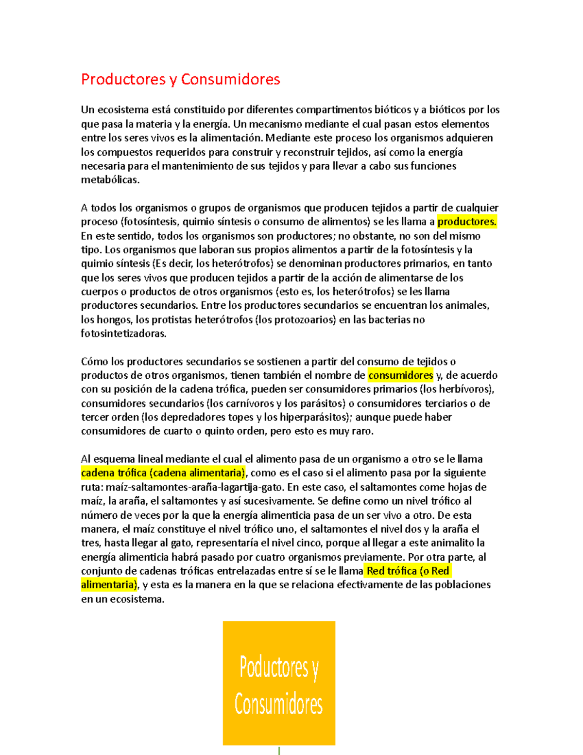 Productores y Consumidores, trabajo de biologia, sirve - Biología - UAT ...