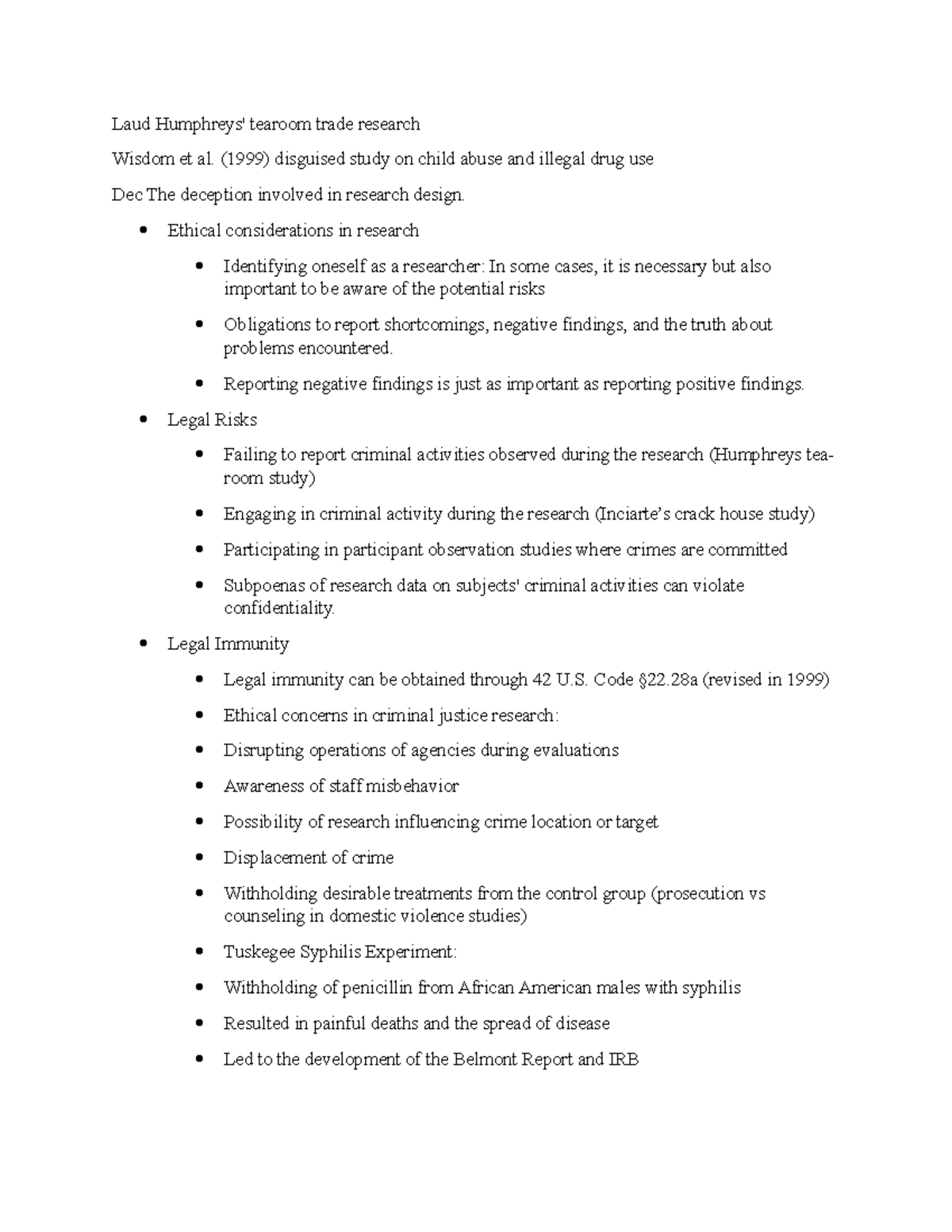 Criminal Justice Research CHPT 2 Notes 2 - Laud Humphreys' tearoom ...