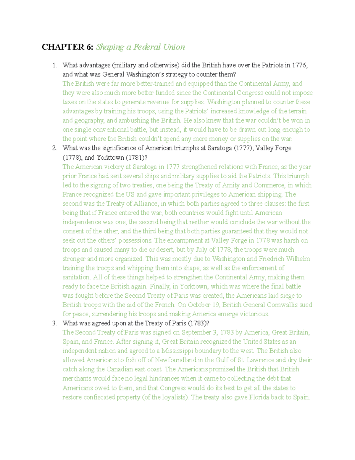 Chapter 6 HW Questions - CHAPTER 6: Shaping a Federal Union What ...