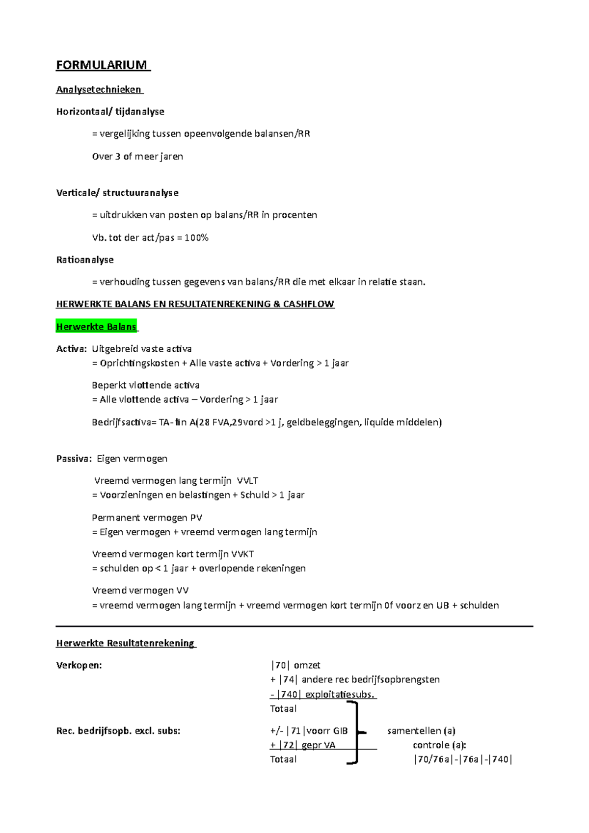 Formularium - FORMULARIUM Analysetechnieken Horizontaal/ tijdanalyse ...